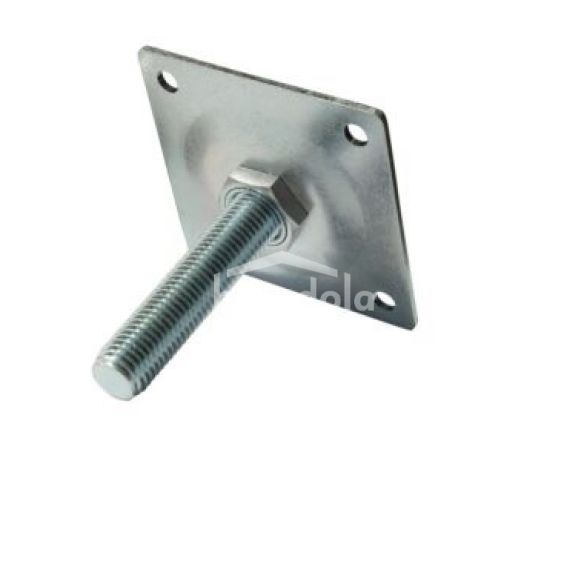 Draadeind M16 op voetplaat 70x70mm | 100mm lang | Brandola Houthandel